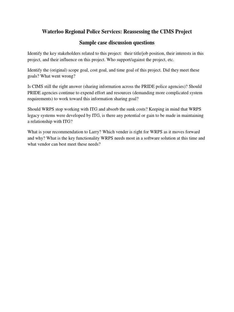 Sample Case Discussion Questions | PDF