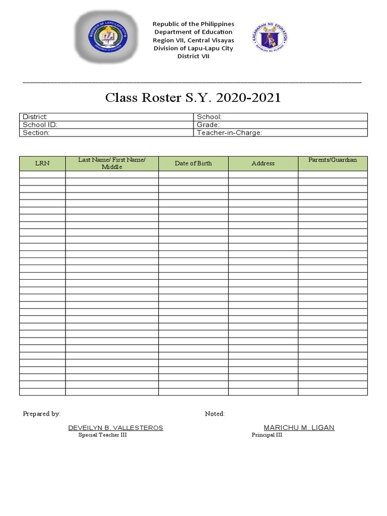 Class Roster | PDF