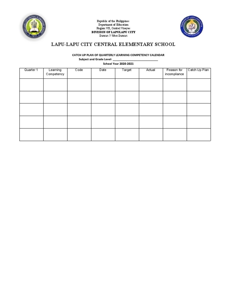 Lapu-Lapu City Central Elementary Catch-Up Plan | PDF