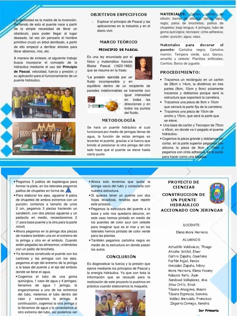 Triptico Proyecto PUente Hidraulico Roberto | PDF Triptico Proyecto PUente Hidraulico Roberto | PDF