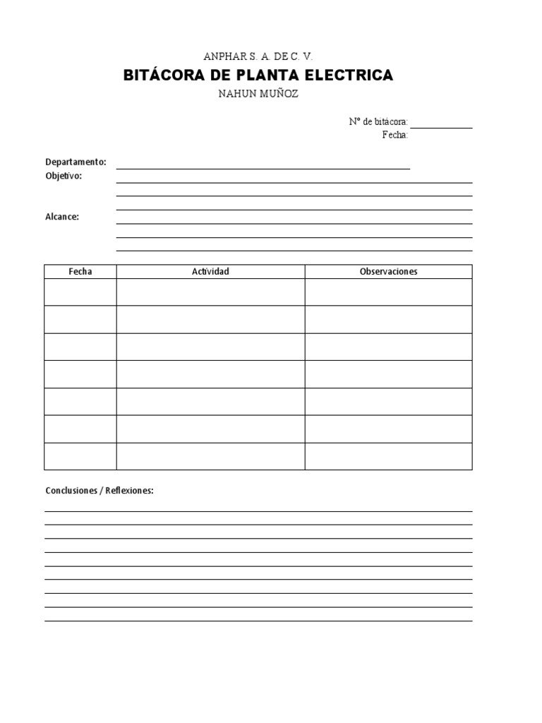 Formato Bitacora de Actividades | PDF