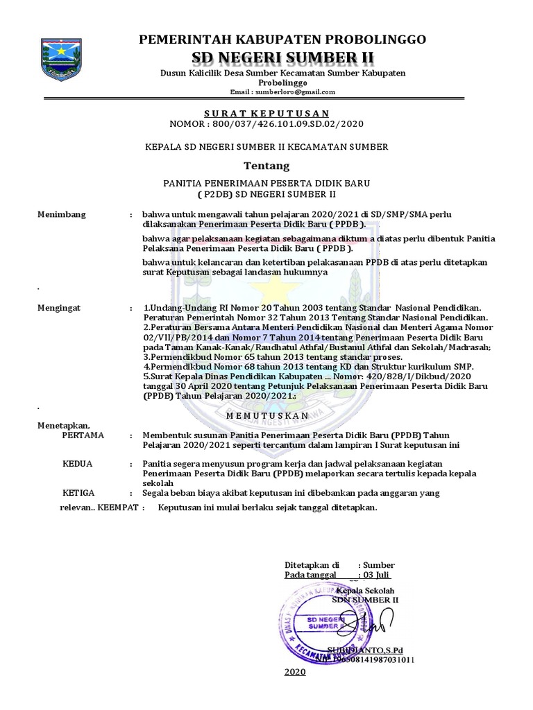 SK Panitia p2db.2020-2021 | PDF