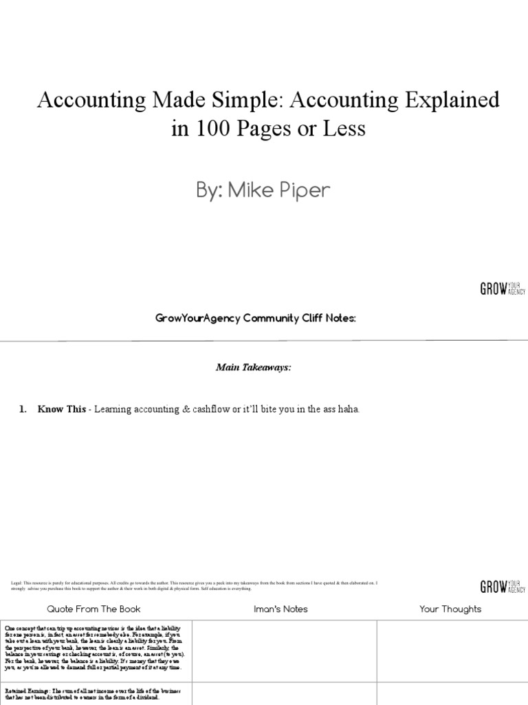 Accounting Made Simple Accounting Explained in 100 Pages or Less | PDF