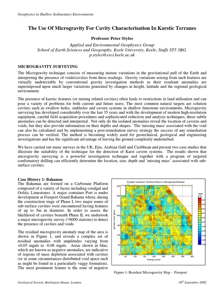 The Use of Microgravity For Cavity Chara | PDF | Sinkhole | Geology