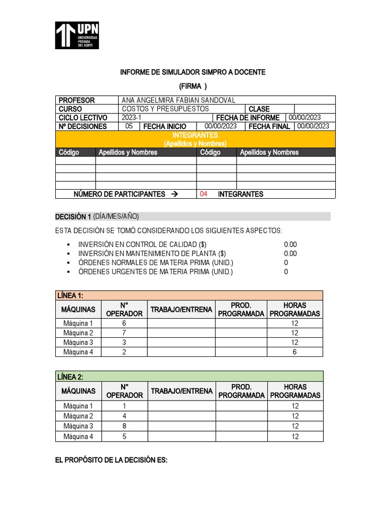INFORME SIMPRO - FIRMA N° | PDF