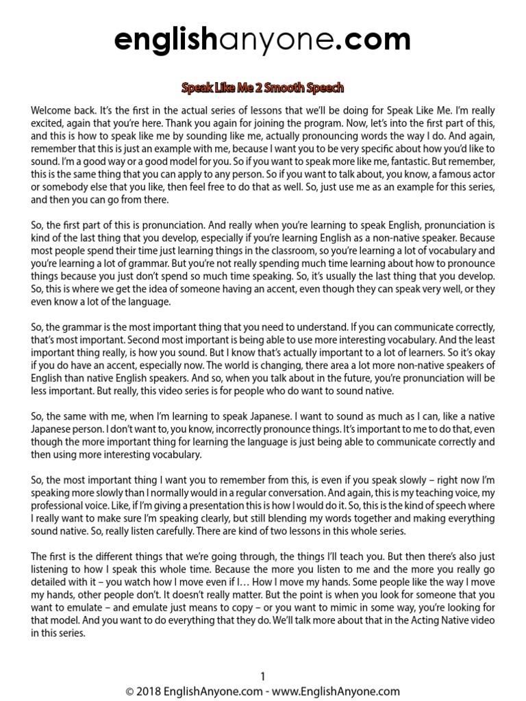 Speak Like Me 2 Smooth Speech | PDF