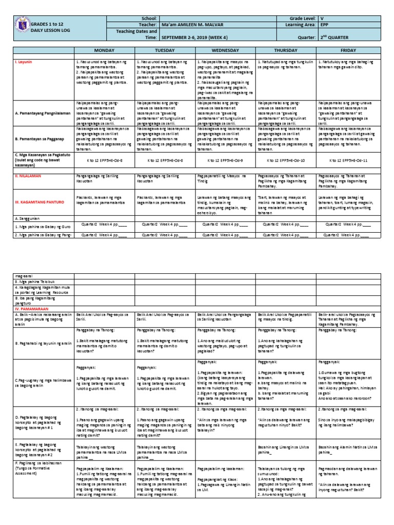 Epp 5 - Q2 - W4 DLL | PDF
