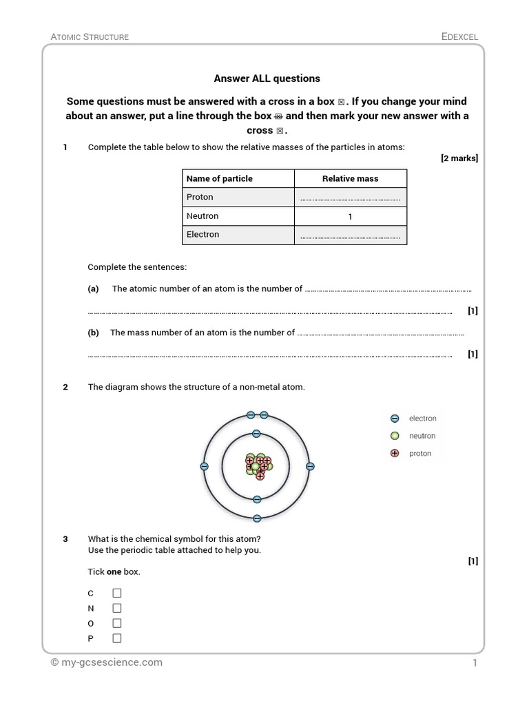 Atomic Structure Questions Download Free Pdf Atoms Quantum Field