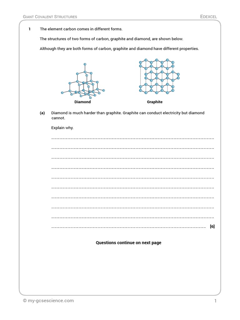 Giant Covalent Structures Questions | PDF