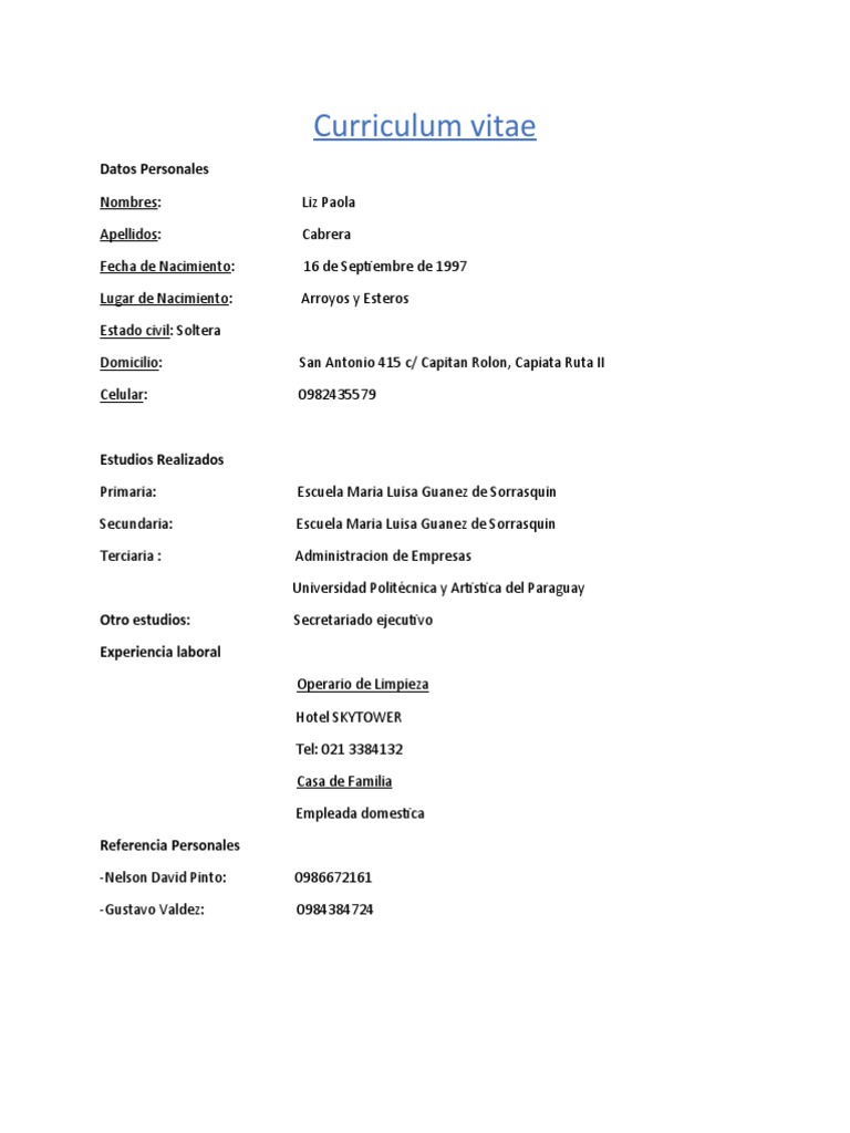 CV Liz Cabrera | PDF