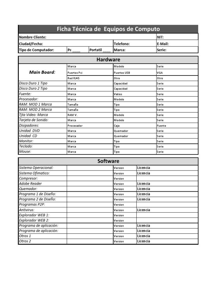 Formato Ficha Tecnica Equipos de Computo