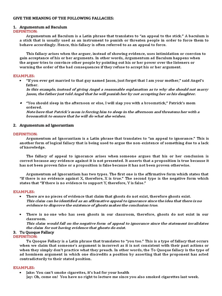 Understanding Common Logical Fallacies | PDF | Philosophy | Self ...