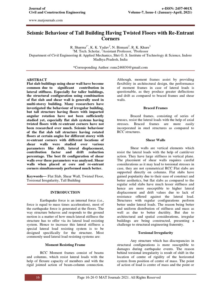 Seismic Behaviour of Tall Building Having Twisted Floors RP | PDF