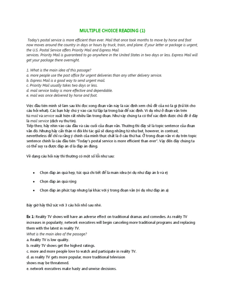 Multiple Choice Reading | PDF