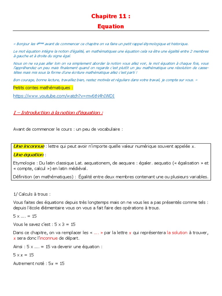 Math Cours Equation | PDF | Méthodes et références pédagogiques