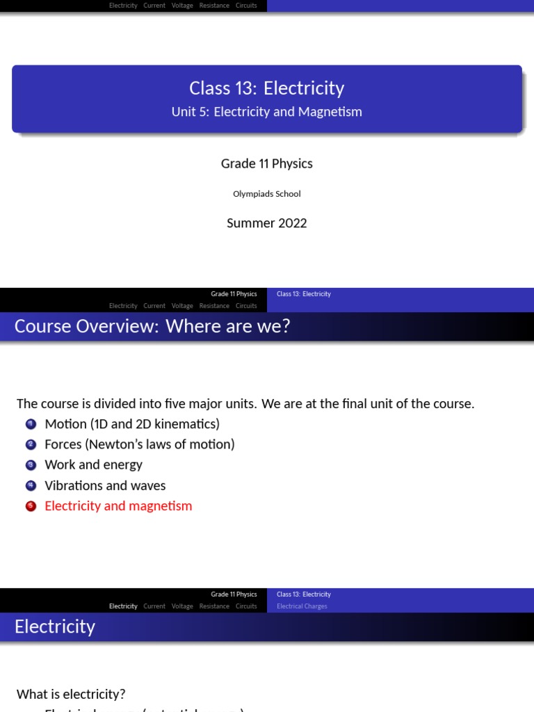 Phys11 C13 Electricity S4 | PDF