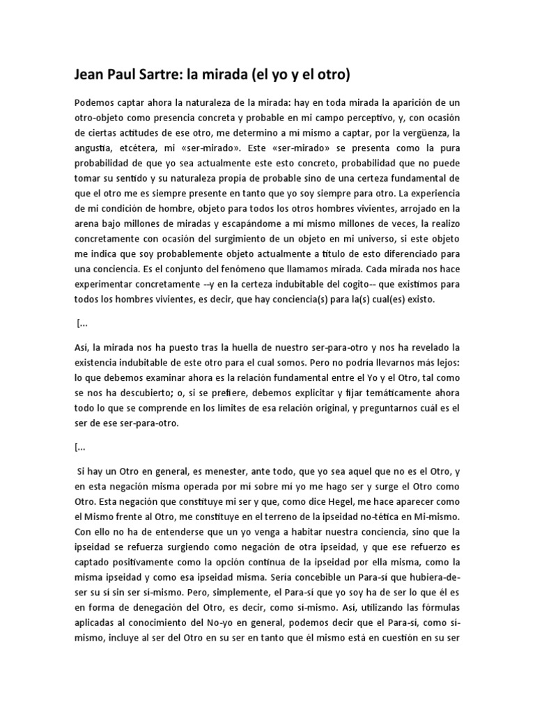 La Mirada (J.P.Sartre) | PDF
