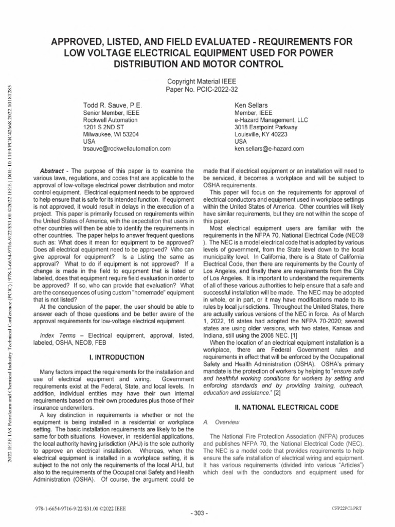 Approved, Listed, and Field Evaluated - Requirements For Low Voltage ... Approved, Listed, and Field Evaluated - Requirements For Low Voltage ...