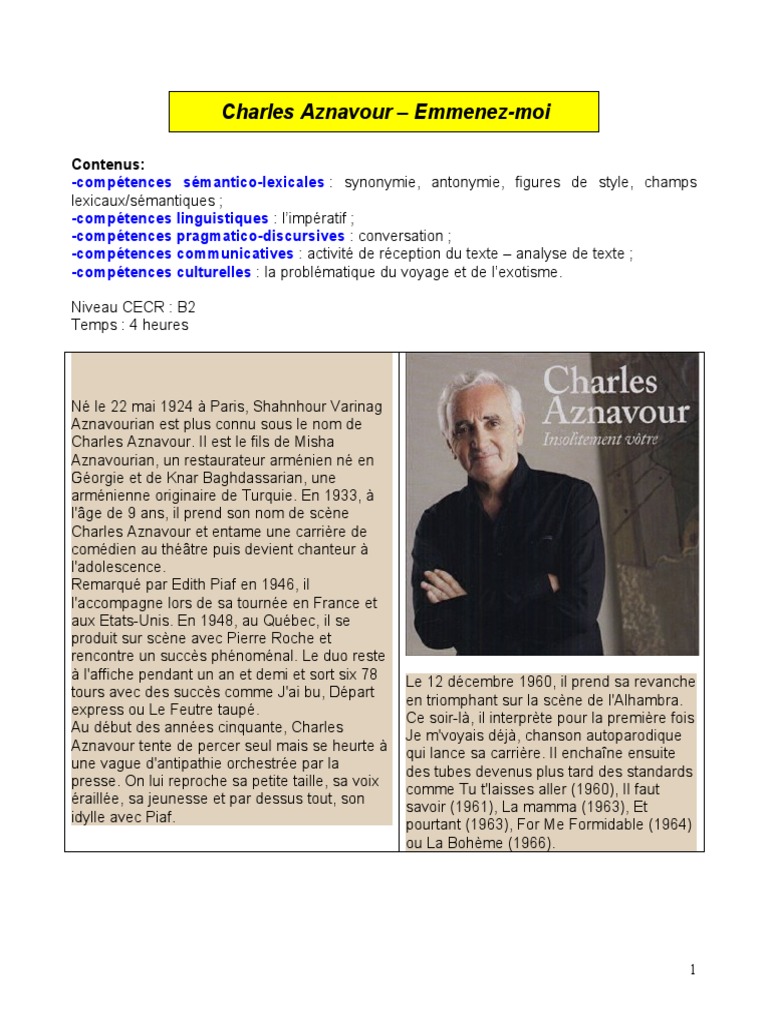 Charles Aznavour - Emmenez-Moi | PDF
