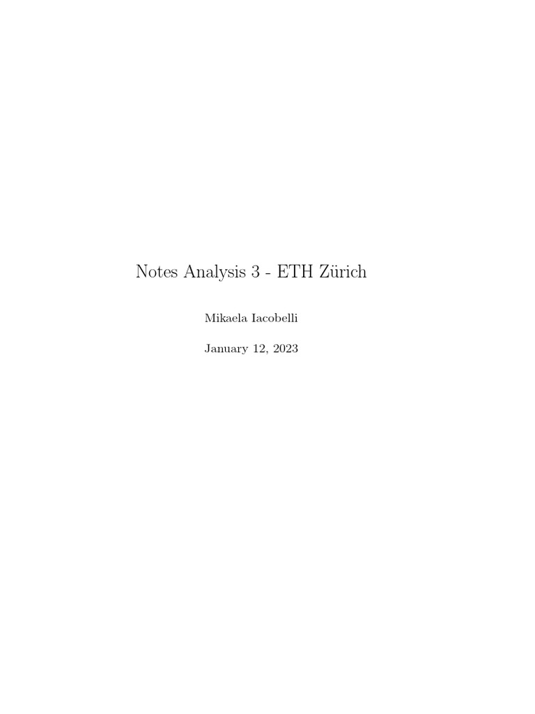 Analysis III ETH | PDF