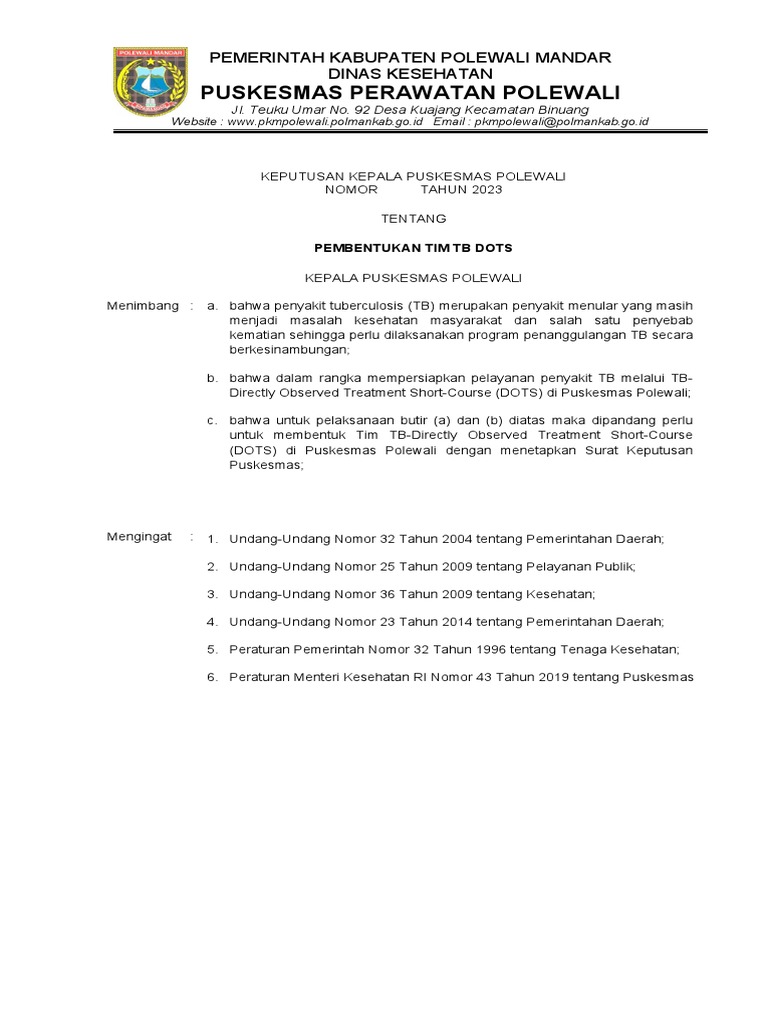 SK Tim Dots TB | PDF | Kesehatan Holistik