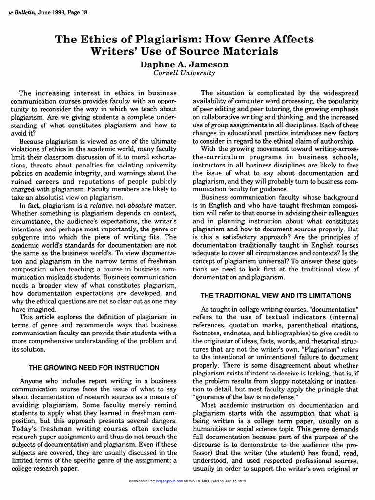 Plagiarism Ethics in Business Writing | PDF