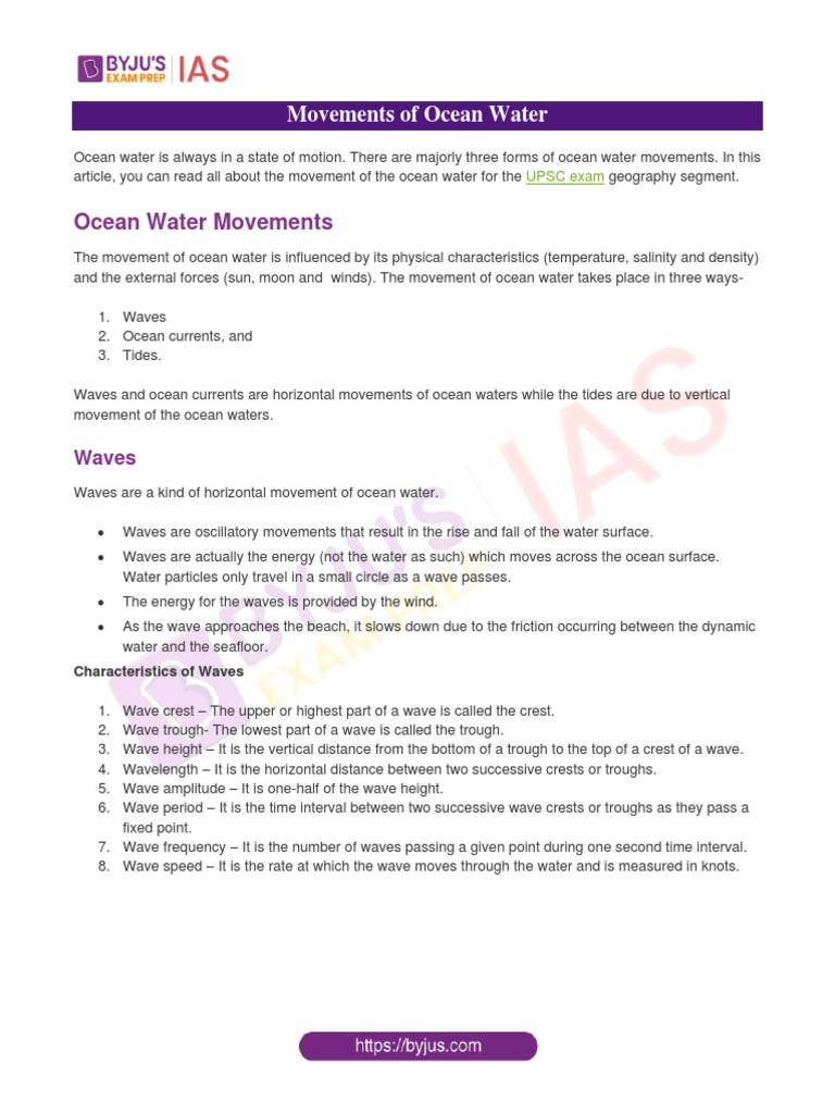 Movements of Ocean Water | PDF