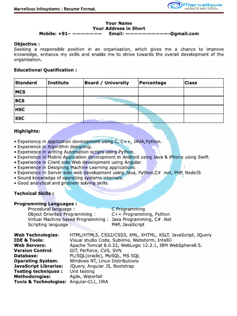 Resume Format | PDF