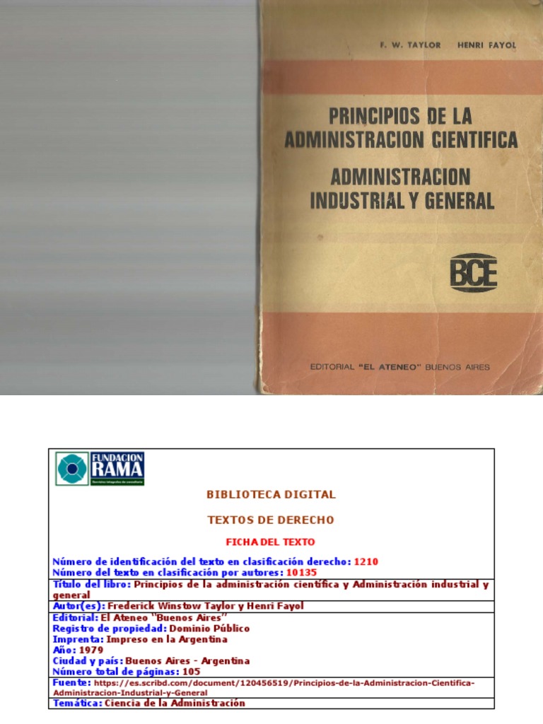 Principios De La Administracion Cientifica Y Administracion Taylor Y