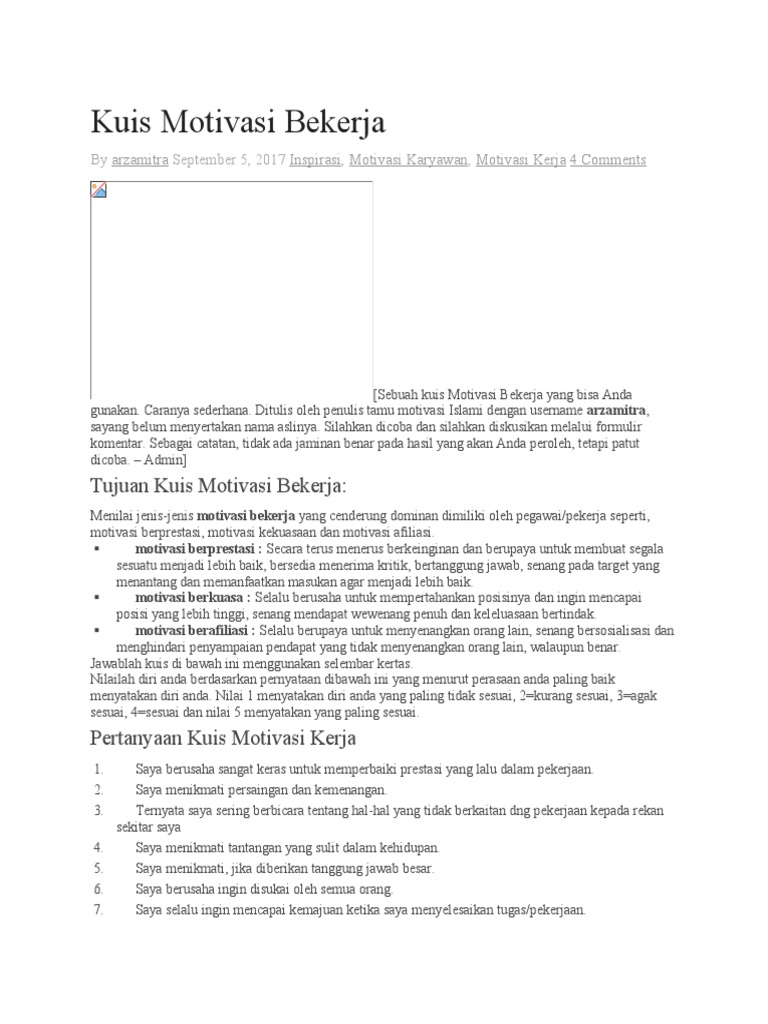 Kuis Motivasi Bekerja | PDF