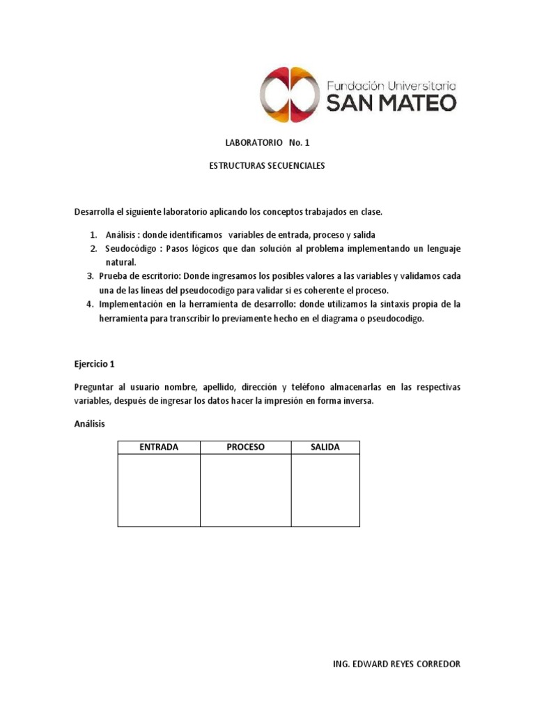 Lab - Estructuras Secuenciales | PDF