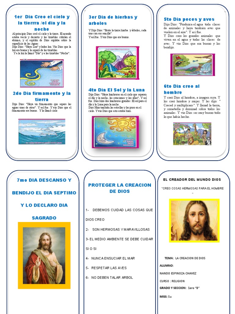 Triptico La Creacion de Dios Otro Modelo | PDF