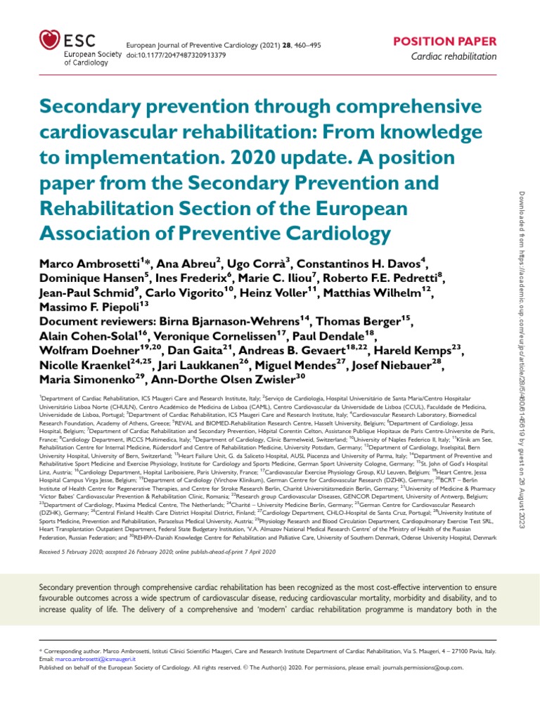 Position Paper: Cardiac Rehabilitation | PDF