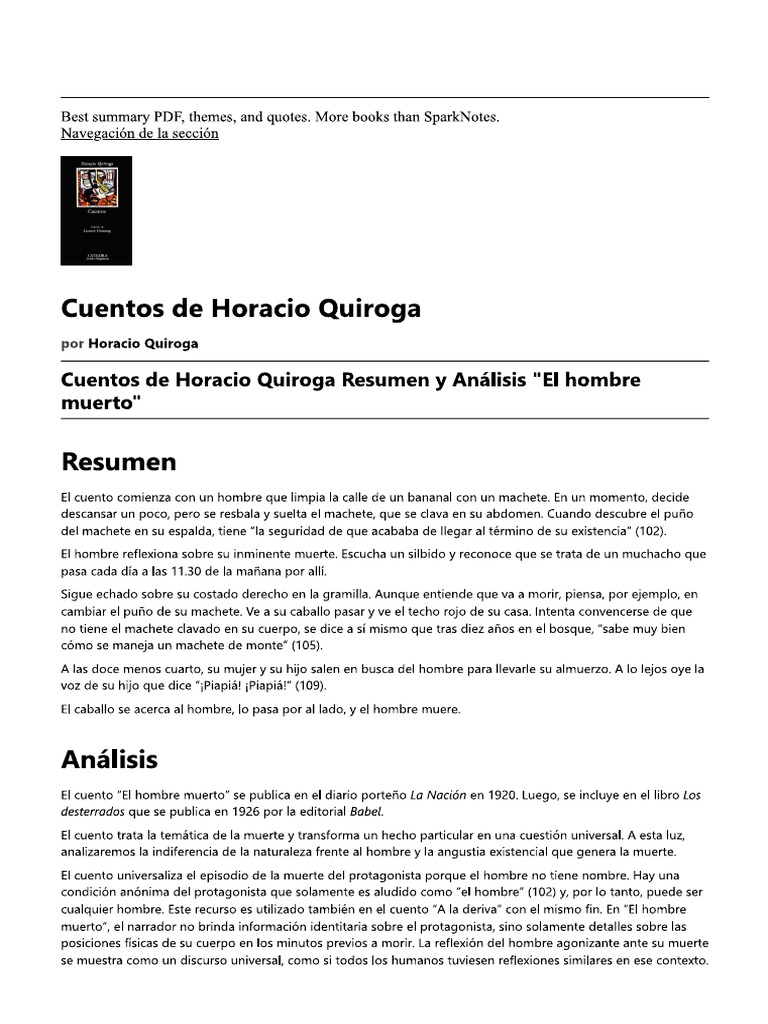 El Hombre Muerto de Horacio Quiroga | PDF El Hombre Muerto de Horacio Quiroga | PDF