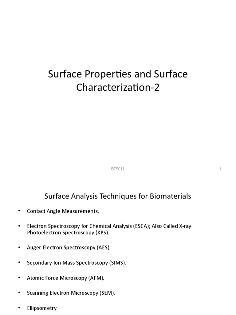 Surface Analysis Techniques Overview | PDF | X Ray Photoelectron Spectroscopy | Electron
