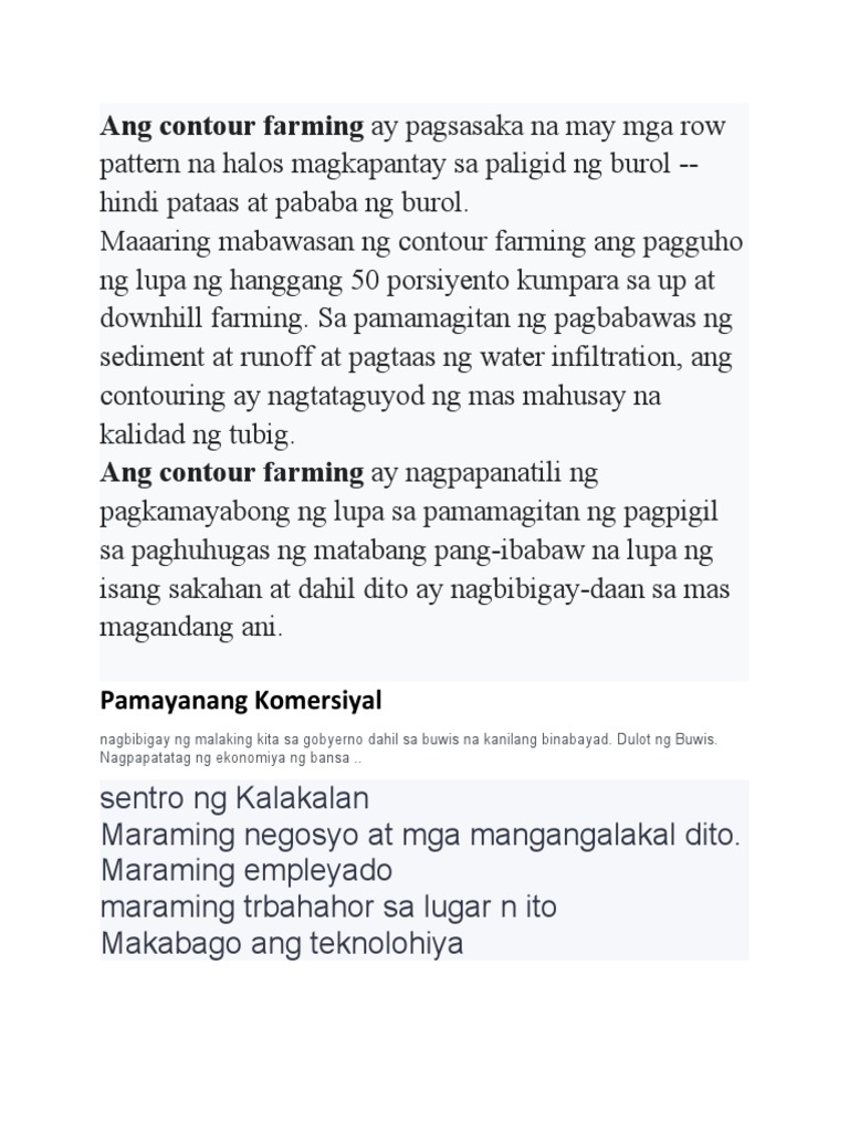 Ang Contour Farming Ay Pagsasaka Na May Mga Row Pattern Na Halos ...