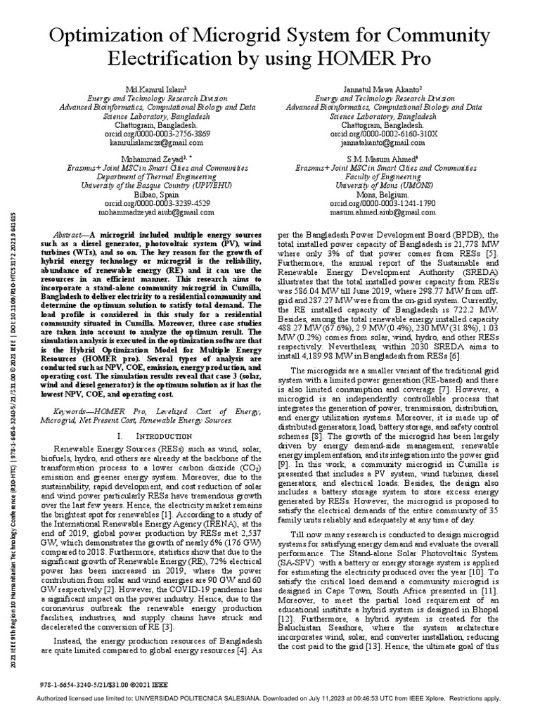 Optimization of Microgrid System For Community Electrification by Using ...