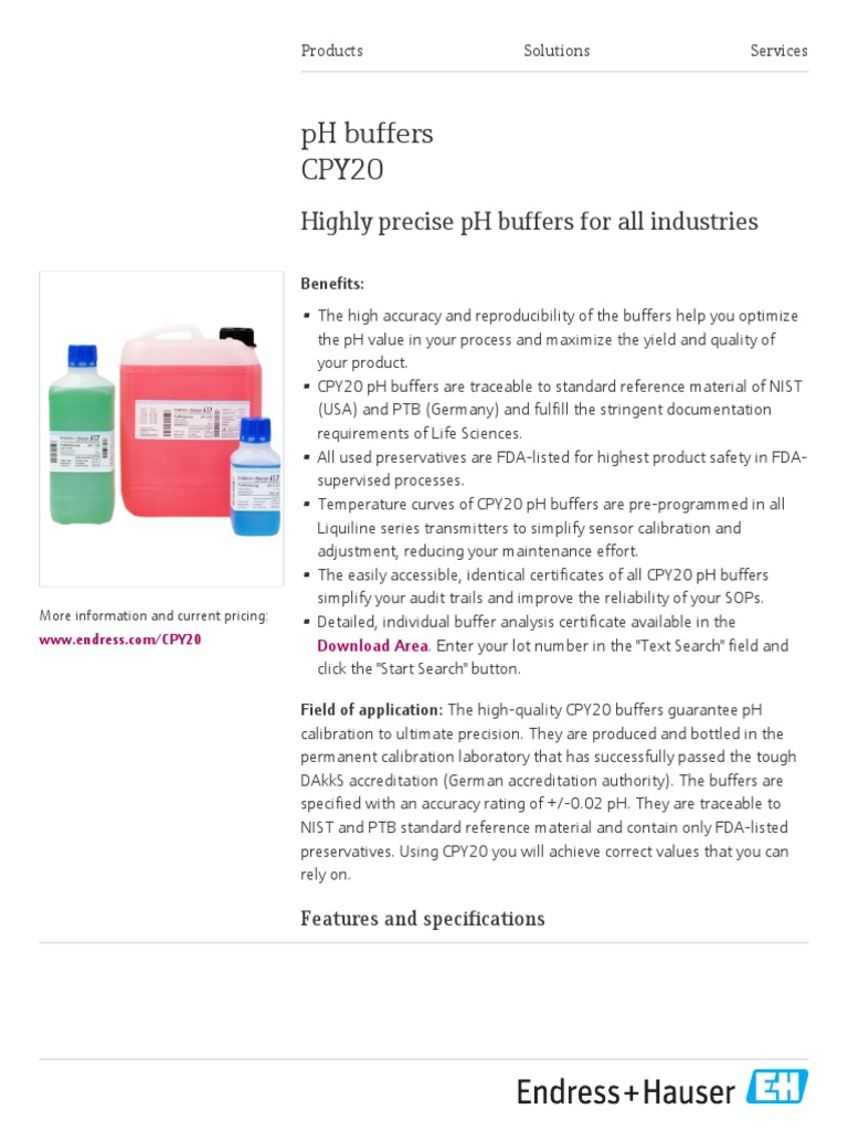 Endress-Hauser Buffers CPY20 EN | PDF