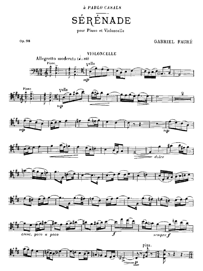 Faure Serenade Op 98 Cello | PDF