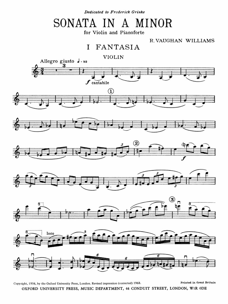 IMSLP130824-PMLP254570-Vaughan Williams - Violin Sonata - Violin Part | PDF