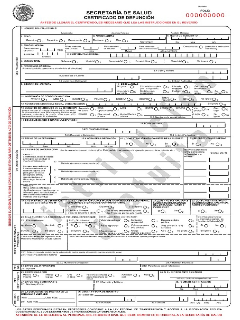 Certificado+de+defuncion 2 | PDF