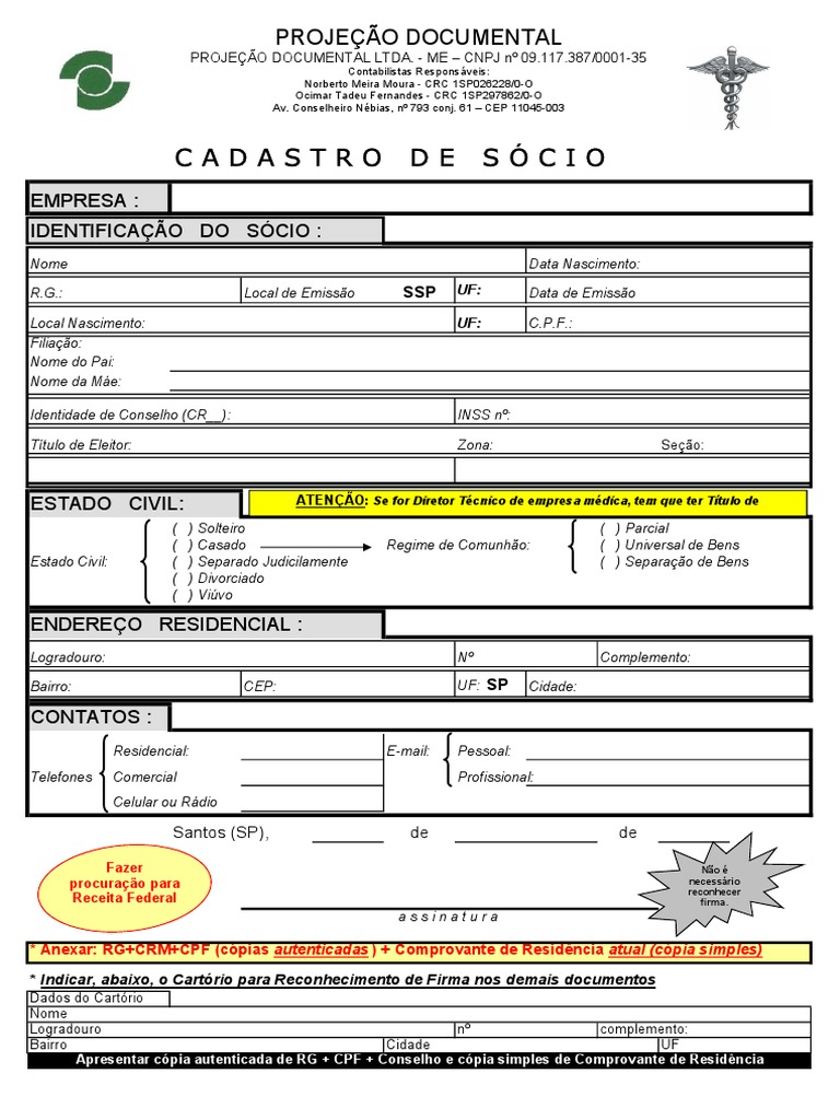 Cadastro de Sócio PDF | PDF