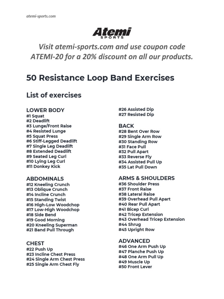 50 Resistance Loop Band Exercises | PDF | Musculoskeletal System | Weight Training