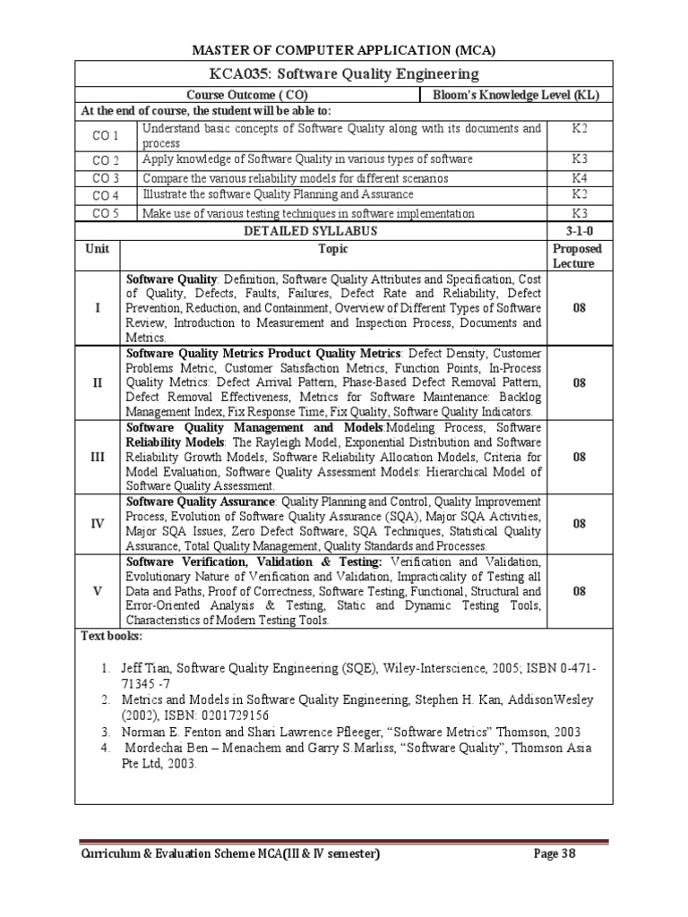 Software Quality Engineering Syllabus | PDF Software Quality Engineering Syllabus | PDF