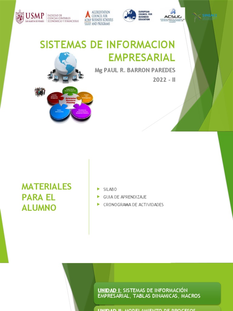 Sistemas de Informacion Empresarial Ciclo 2022-I Usmp | PDF | Macro (informática) | Analítica ...