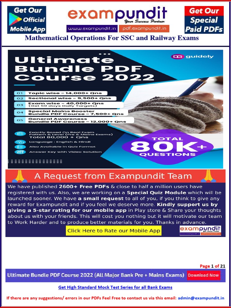 SSC & Railway Exam Math Ops | PDF