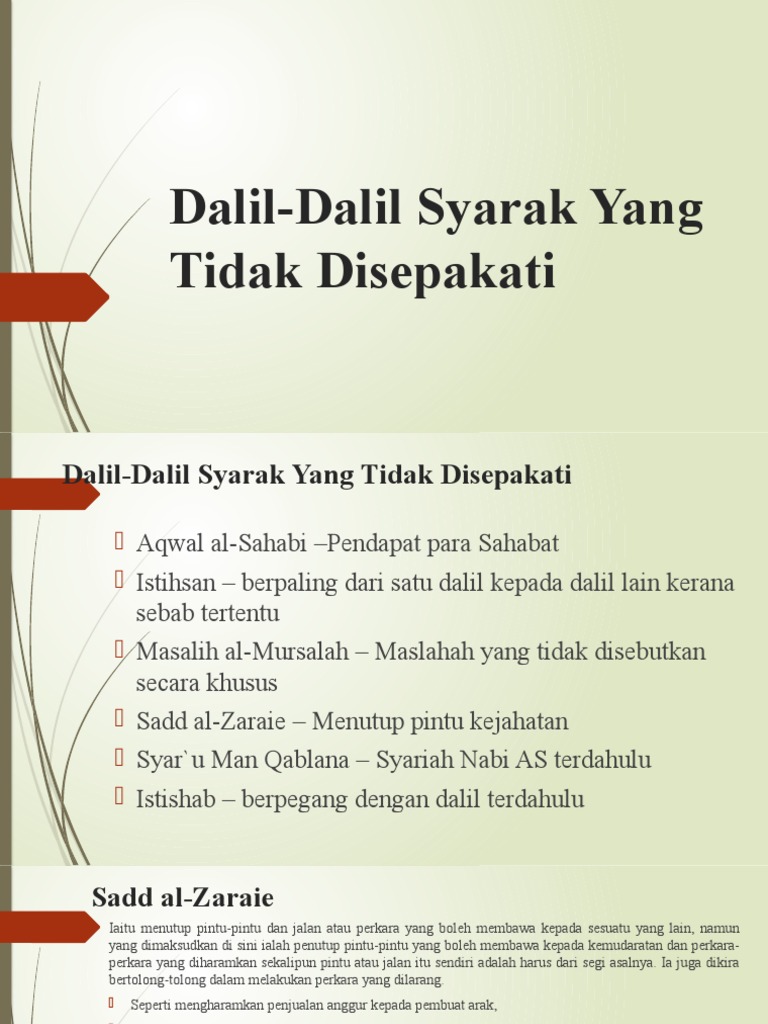 Nota Usul Fiqh 6-Dalil-Dalil Syarak Yang Tidak Disepakati | PDF