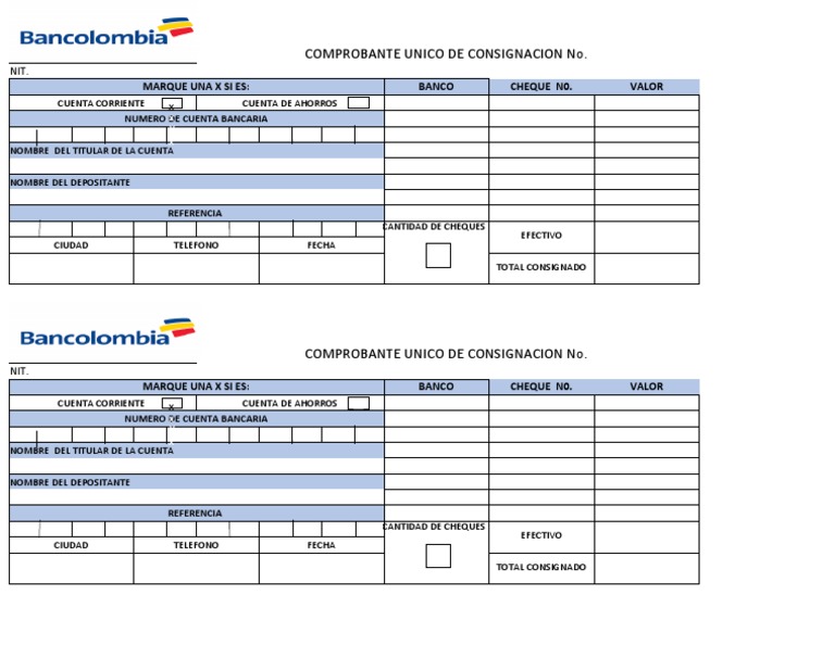 Formulario de Consignación Bancaria | PDF