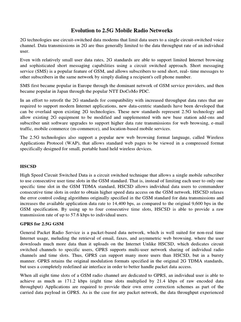 Evolution To 2.5G PDF | PDF