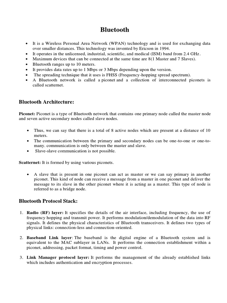 Bluetooth | PDF | Bluetooth | Telecommunications Engineering